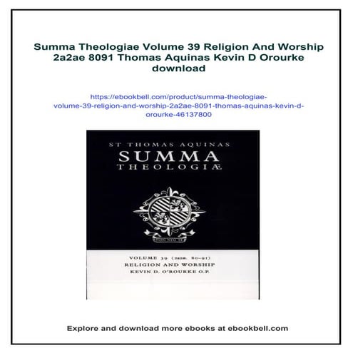 Summa Theologiae Volume 39 Religion And Worship 2a2ae 8091 Thomas ...