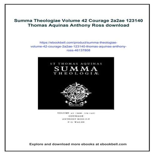 Summa Theologiae Volume 42 Courage 2a2ae 123140 Thomas Aquinas Anthony ...