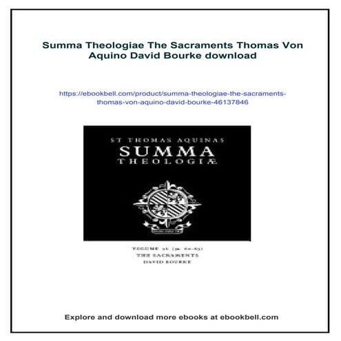 Summa Theologiae The Sacraments Thomas Von Aquino David Bourke | PDF