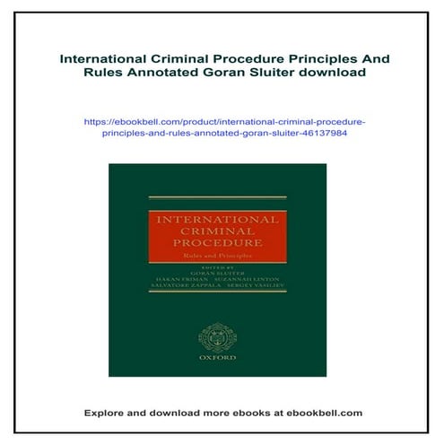 International Criminal Procedure Principles And Rules Annotated Goran ...