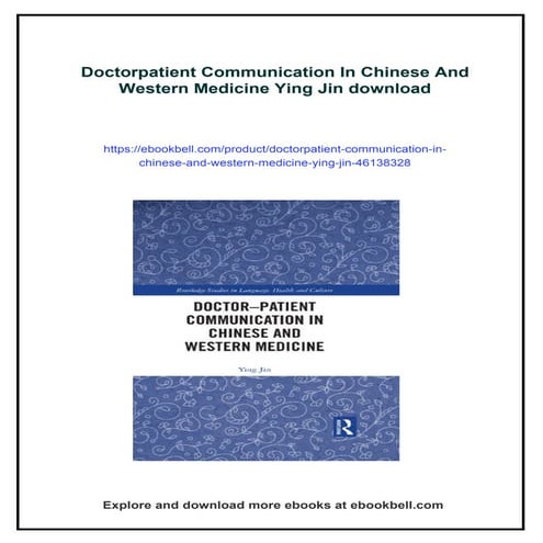 Doctorpatient Communication In Chinese And Western Medicine Ying Jin | PDF