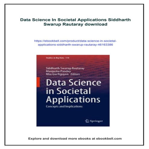 Data Science In Societal Applications Siddharth Swarup Rautaray | PDF