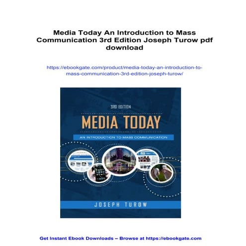 Media Today An Introduction to Mass Communication 3rd Edition Joseph ...