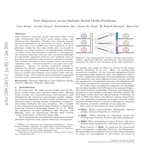 User Migration across Multiple Social Media Platforms | PDF