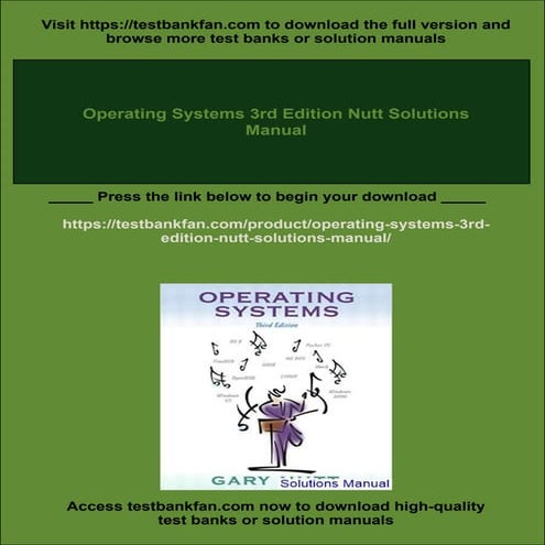Operating Systems 3rd Edition Nutt Solutions Manual | PDF