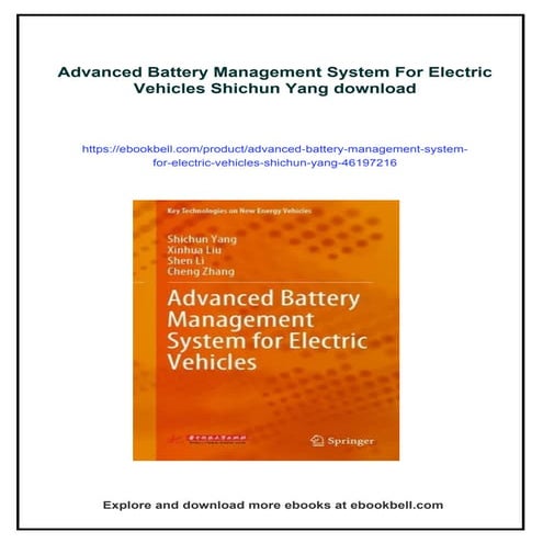 Advanced Battery Management System For Electric Vehicles Shichun Yang | PDF