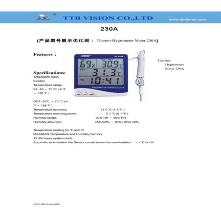 230 a specification- www.ttbvs.com
