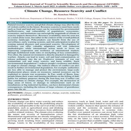 Climate Change, Resource Scarcity and Conflict | PDF