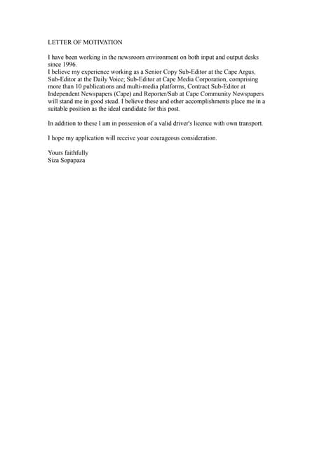 Letter of motivation | PDF