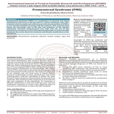 Premenstrual Syndrome PMS | PDF