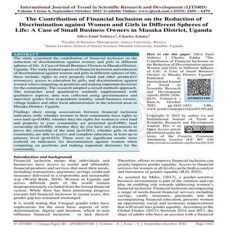 The Contribution of Financial Inclusion on the Reduction of ...