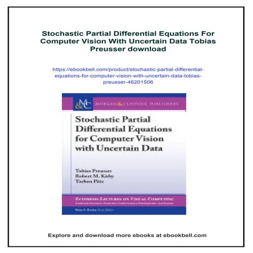 Stochastic Partial Differential Equations For Computer Vision With Uncertain Data Tobias ...