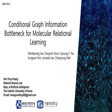 Conditional Graph Information Bottleneck For Molecular Relational Learning Pptx Chemistry