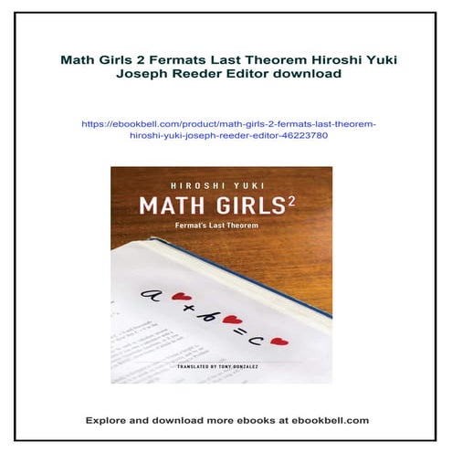 Math Girls 2 Fermats Last Theorem Hiroshi Yuki Joseph Reeder Editor | PDF