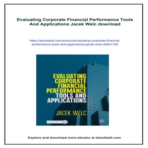 Evaluating Corporate Financial Performance Tools And Applications Jacek Welc | PDF