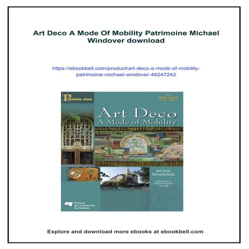 Art Deco A Mode Of Mobility Patrimoine Michael Windover | PDF