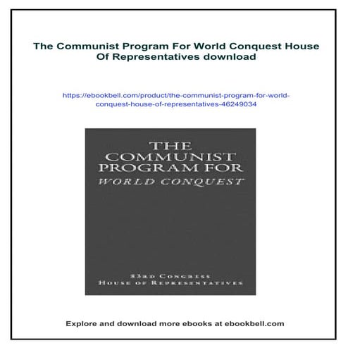 The Communist Program For World Conquest House Of Representatives | PDF