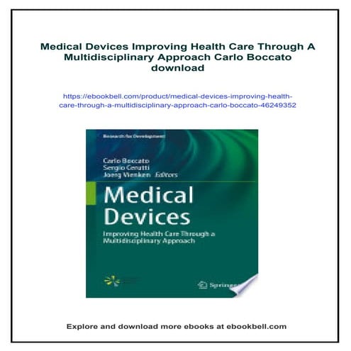 Medical Devices Improving Health Care Through A Multidisciplinary ...