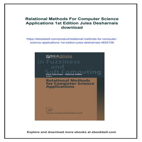 Relational Methods For Computer Science Applications 1st Edition Jules Desharnais | PDF