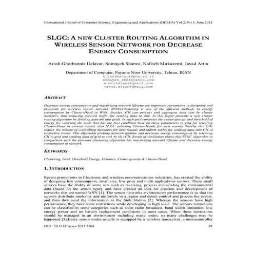 Slgc A New Cluster Routing Algorithm In Wireless Sensor Network For 6977