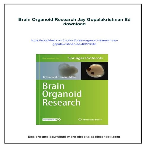 Brain Organoid Research Jay Gopalakrishnan Ed | PDF