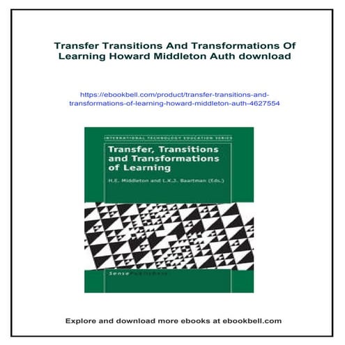 Transfer Transitions And Transformations Of Learning Howard Middleton ...