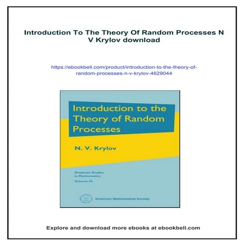 Introduction To The Theory Of Random Processes N V Krylov | PDF