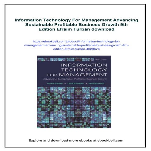 Information Technology For Management Advancing Sustainable Profitable Business Growth 9th ...
