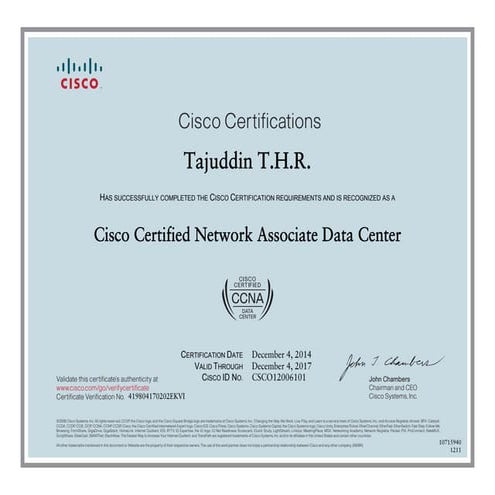 CCNA DATA CENTER CERTIFICATE | PDF