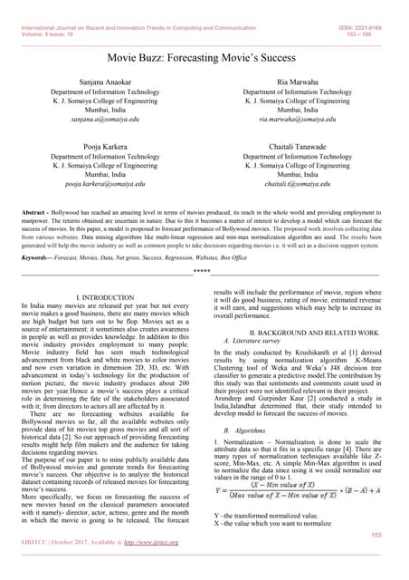 Predicting Movie Success on IMDb: A Data-Driven Approach | PPTX