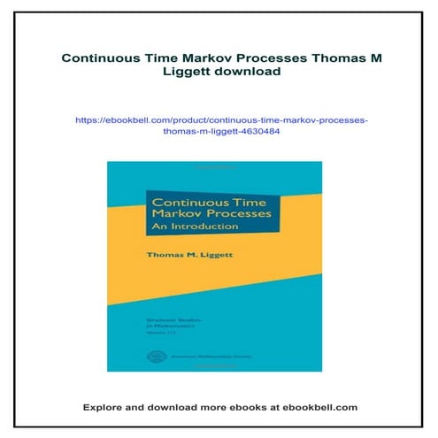 Continuous Time Markov Processes Thomas M Liggett | PDF
