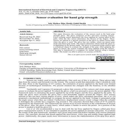 Sensor evaluation for hand grip strength | PDF