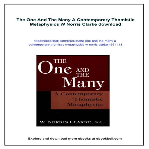 The One And The Many A Contemporary Thomistic Metaphysics W Norris ...