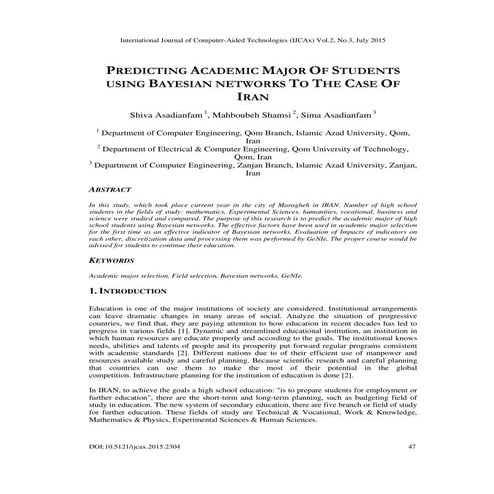 Predicting Academic Major of Students Using Bayesian Networks To The ...