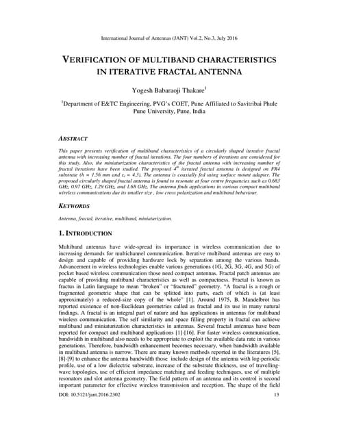 Design and Analysis of Fractal Antenna | PDF