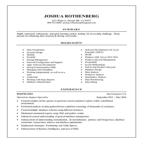 Joshua_Rothenberg_Current_Resume_2 | DOCX | Databases | Computer ...