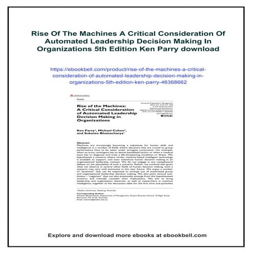 Rise Of The Machines A Critical Consideration Of Automated Leadership ...