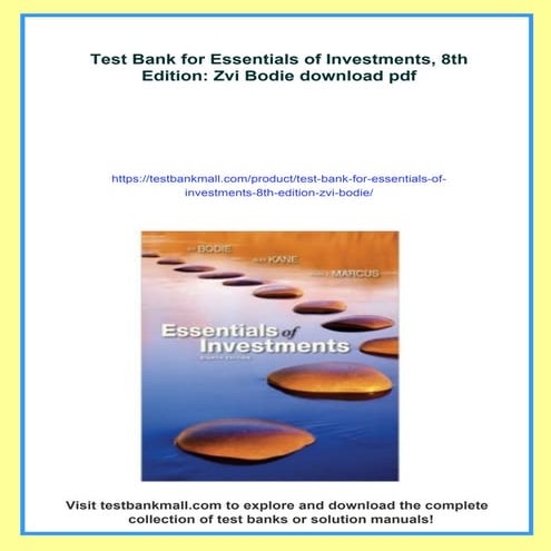 Test Bank for Essentials of Investments, 8th Edition: Zvi Bodie | PDF