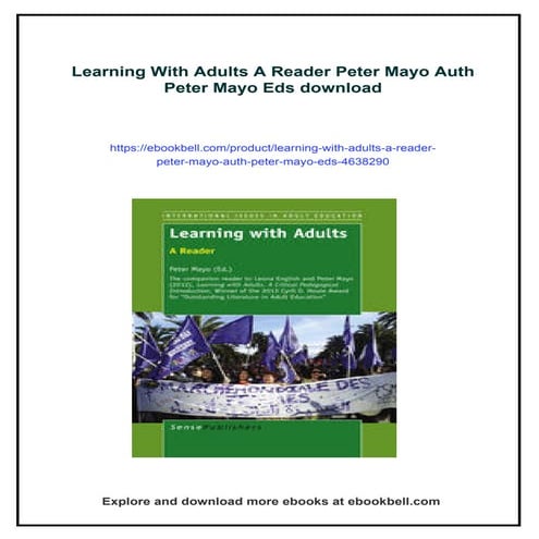 Learning With Adults A Reader Peter Mayo Auth Peter Mayo Eds | PDF