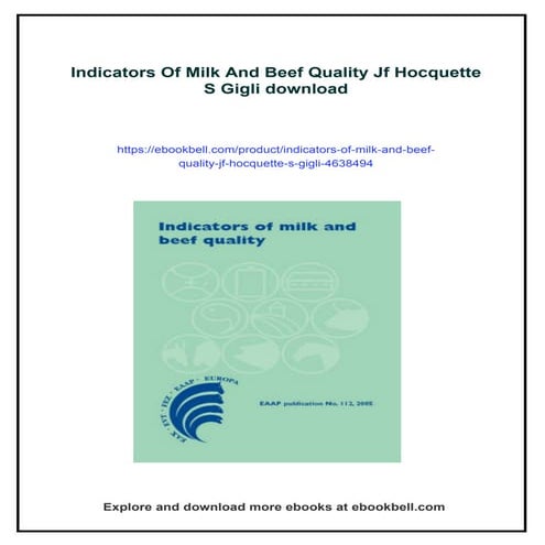 Indicators Of Milk And Beef Quality Jf Hocquette S Gigli | PDF