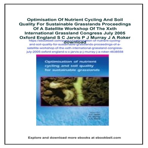 Optimisation Of Nutrient Cycling And Soil Quality For Sustainable Grasslands Proceedings Of A ...