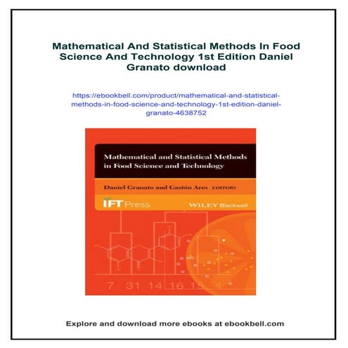 Mathematical And Statistical Methods In Food Science And Technology 1st ...