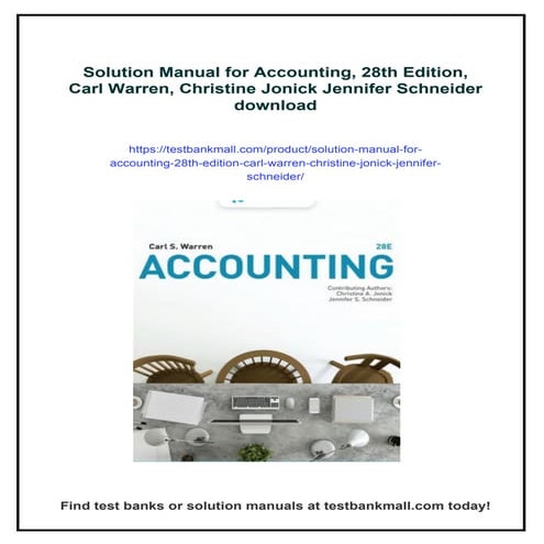 Solution Manual for Accounting, 28th Edition, Carl Warren, Christine ...