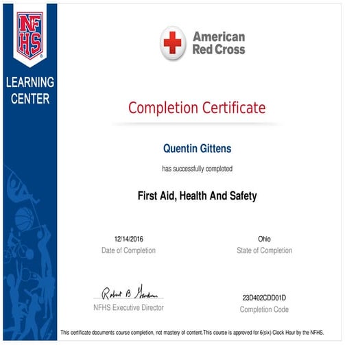 certificate.firstAide.Safty | PDF