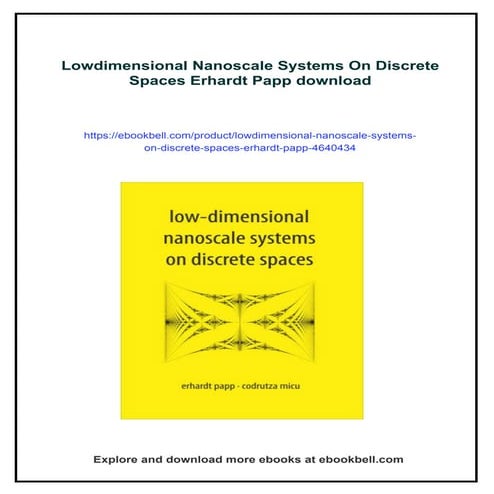 Lowdimensional Nanoscale Systems On Discrete Spaces Erhardt Papp | PDF