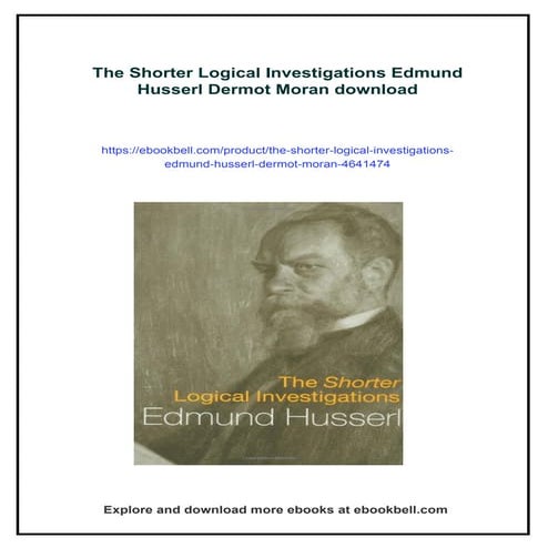 The Shorter Logical Investigations Edmund Husserl Dermot Moran | PDF