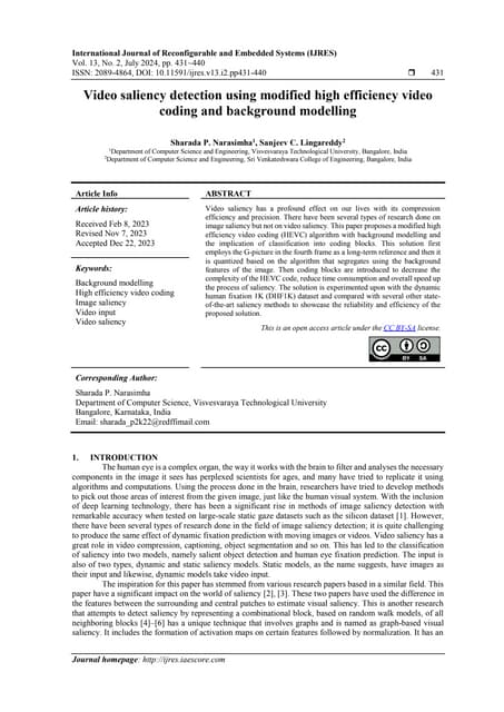 Video Saliency Detection Using Modified High Efficiency Video Coding And Background Modelling Pdf