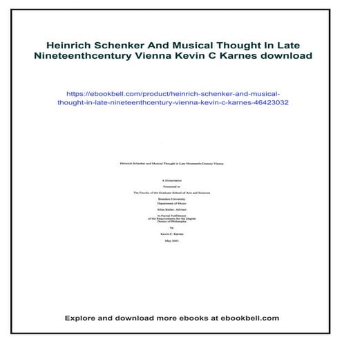 Heinrich Schenker And Musical Thought In Late Nineteenthcentury Vienna ...