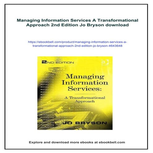 Managing Information Services A Transformational Approach 2nd Edition ...