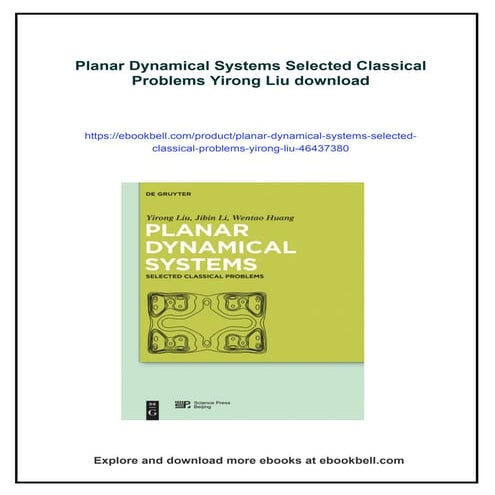 Planar Dynamical Systems Selected Classical Problems Yirong Liu | PDF